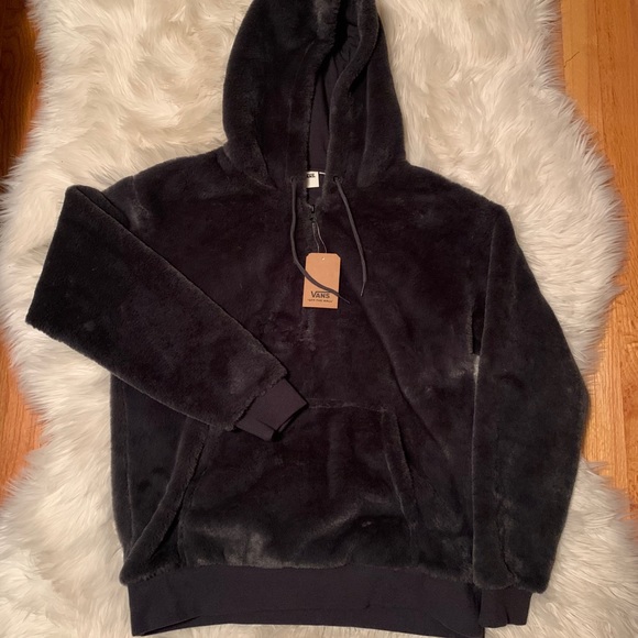 Vans | Tops | Vans Faux Fur 4 Zip Pullover Hoodie Size M | Poshmark